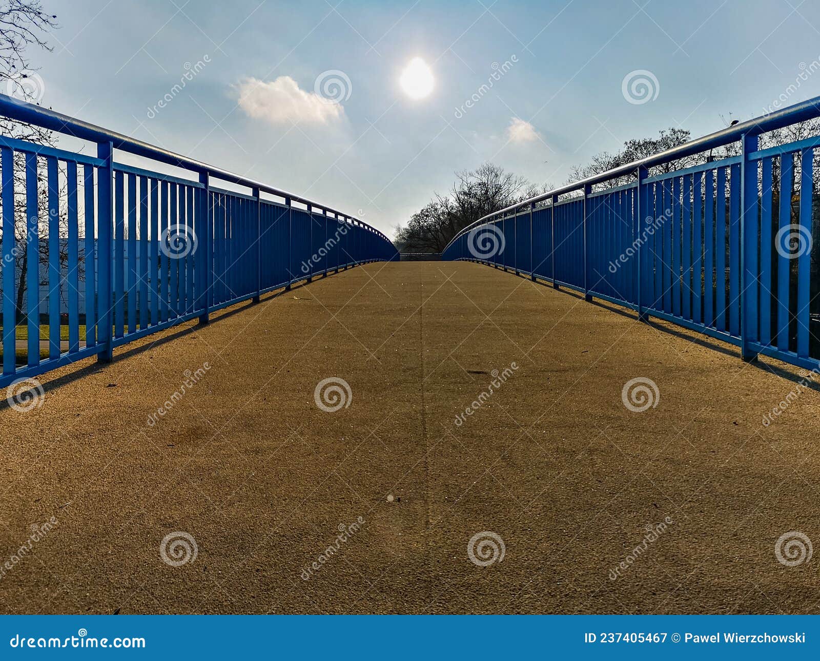 Small Bridge Over Roads with Metal Railings on Both Sides Stock Image ...