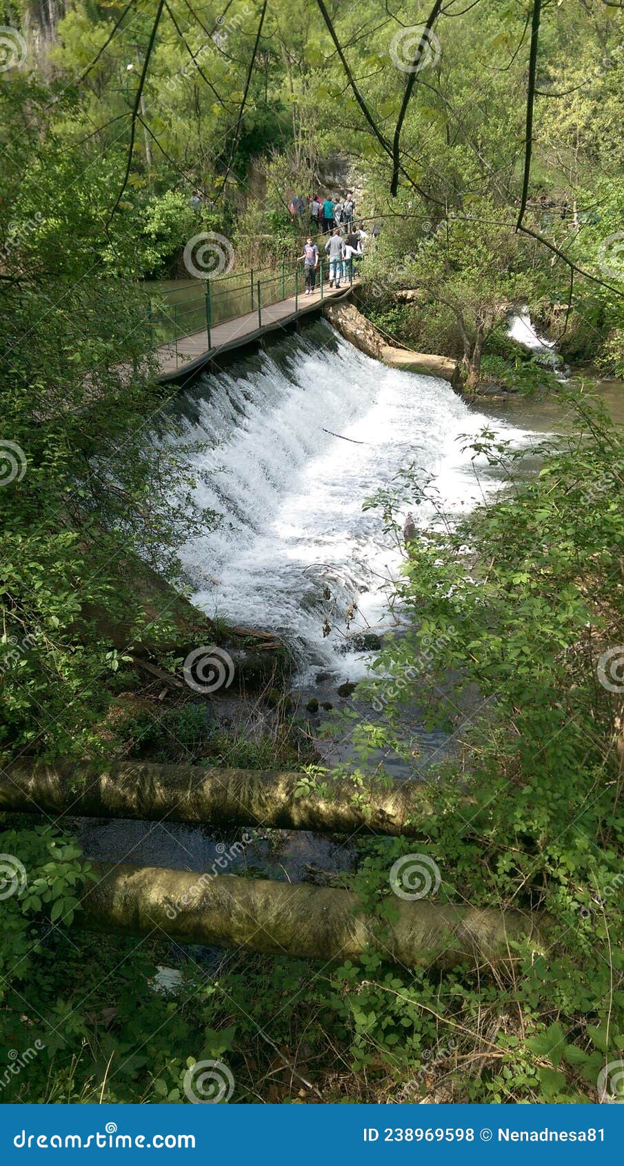 Small Bridge on the River with Waterfalls Stock Photo - Image of ...