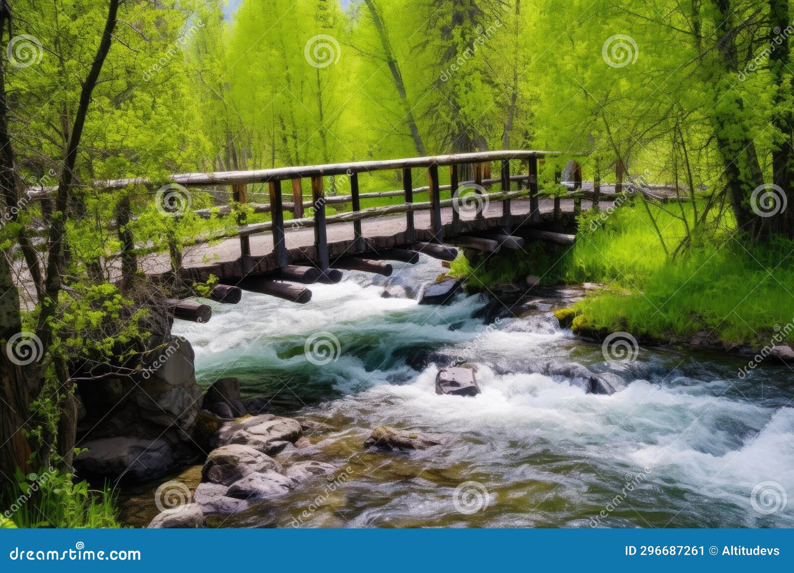 A Small Bridge Spans Over a Rushing Hot Spring Creek Stock Image ...