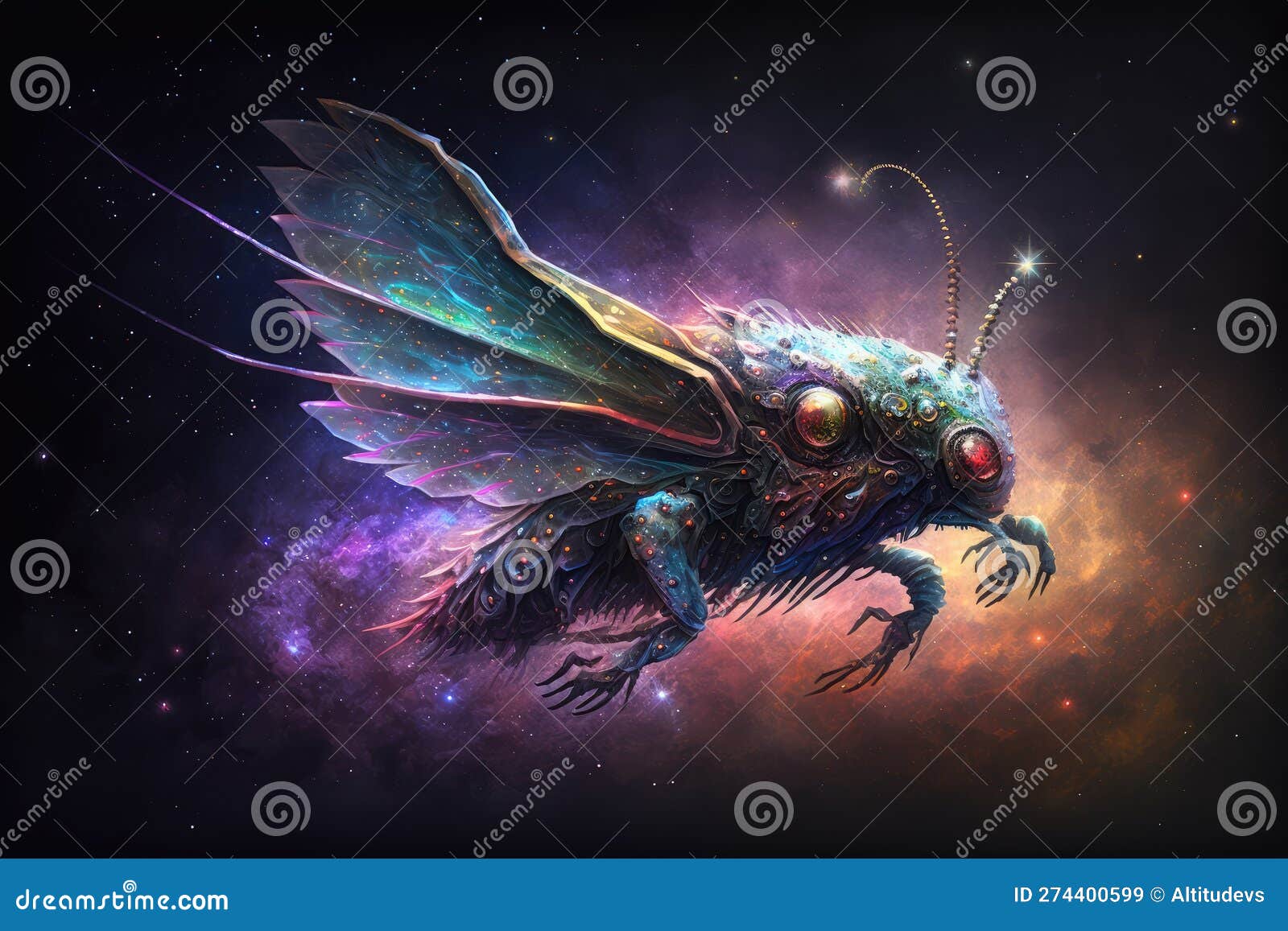 Small Bright Creatures Flying Around Space Creature Walking in Air ...