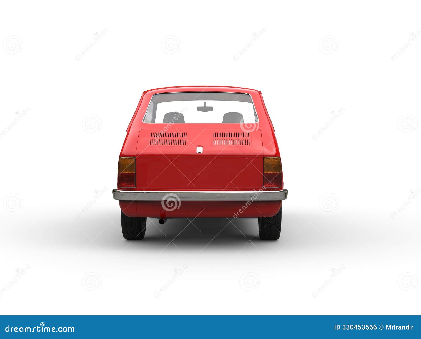 Small Bright Red Vintage Compact Car - Back View Stock Photo - Image of ...