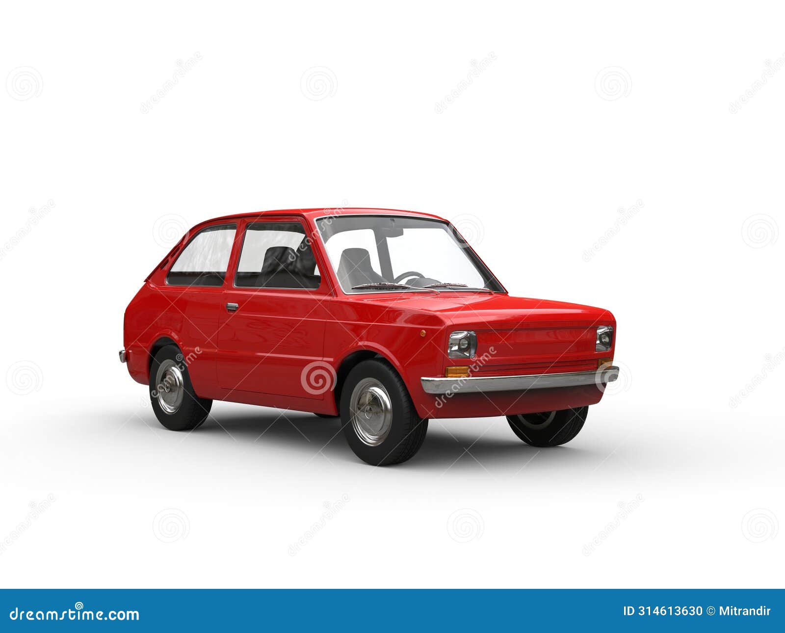 Small Bright Red Vintage Compact Car - Studio Shot Stock Illustration ...