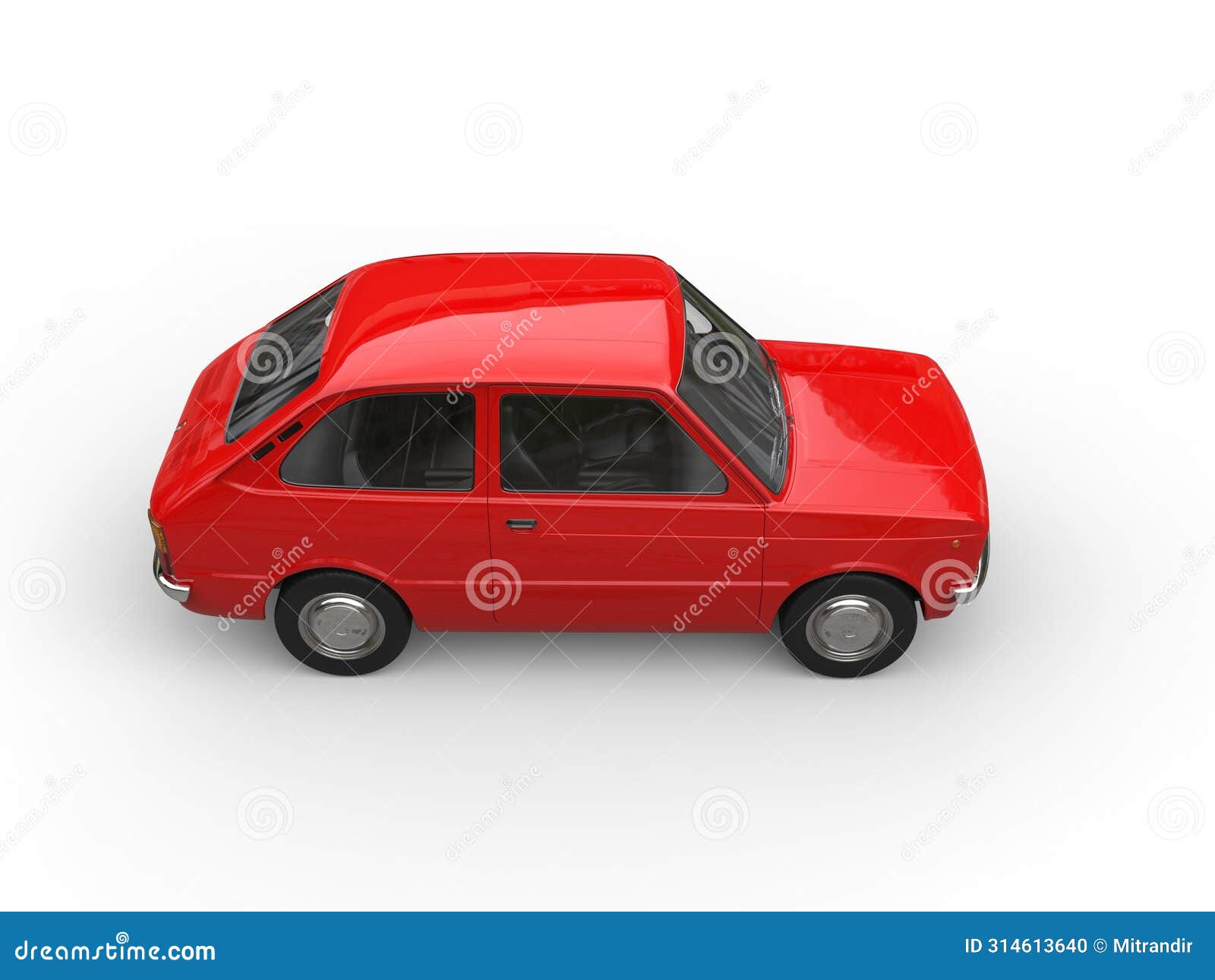 Small Bright Red Vintage Compact Car - Top Down View Stock Illustration ...