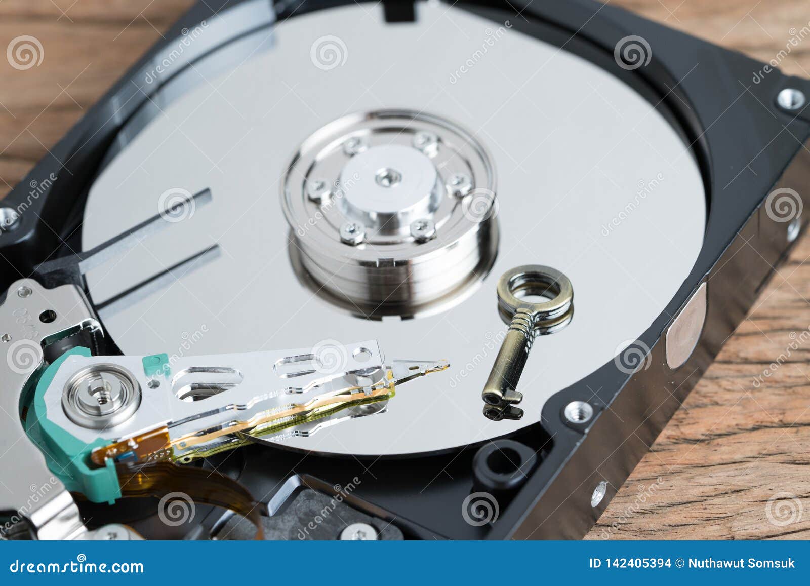 Small Bronze Metal Key on Hdd, Hard Drive Using As Privacy and Data ...