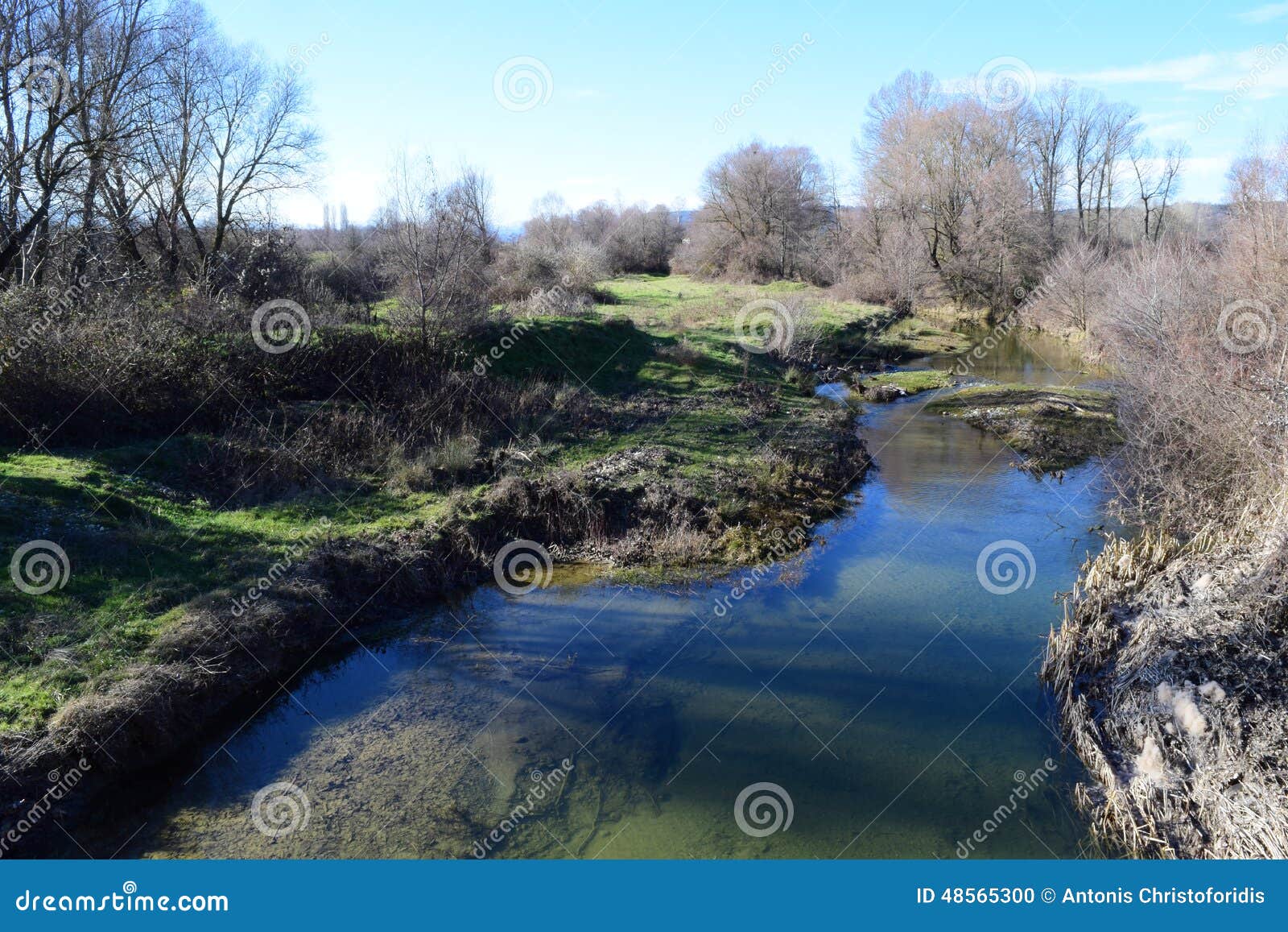 Small Brook Shiny Day Nice Calm Water Flow. Stock Photo - Image of ...