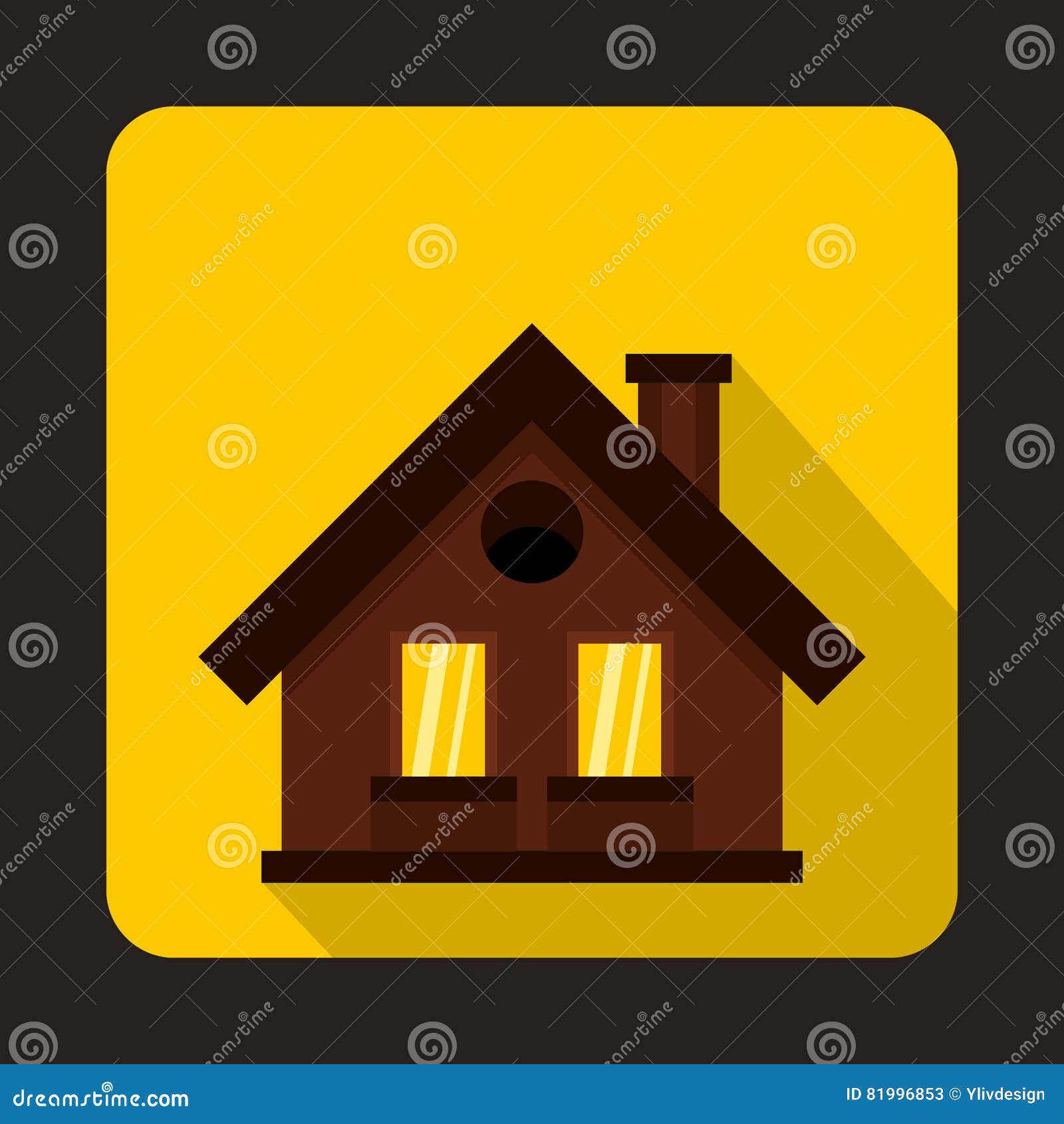 Small Brown Cottage Icon, Flat Style Stock Vector - Illustration of ...