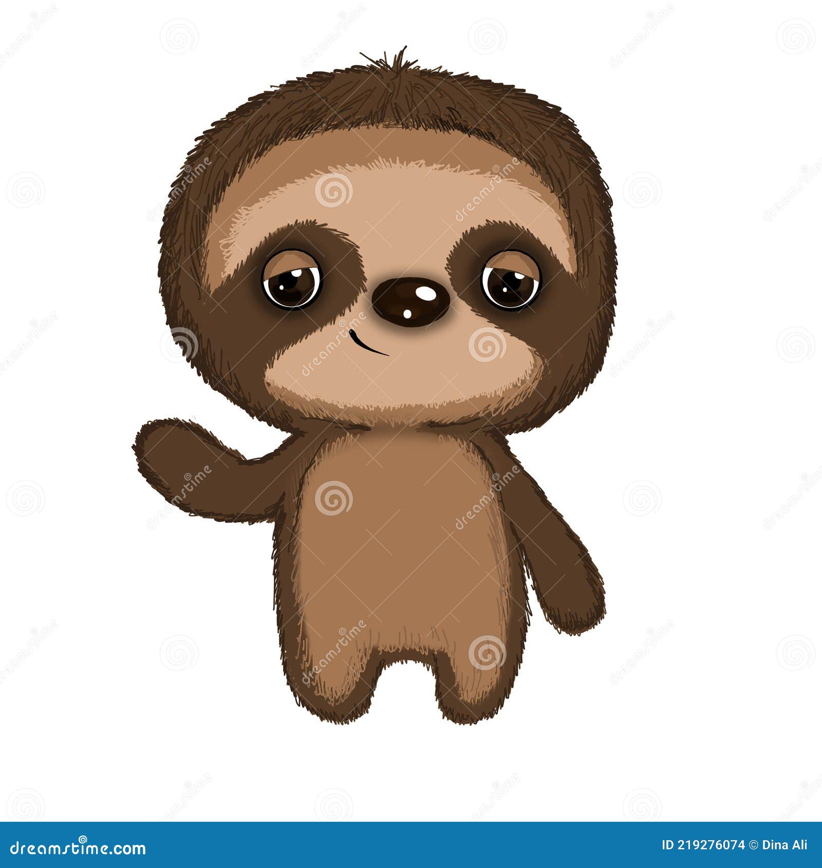 Small brown sloth waving stock illustration. Illustration of waving ...