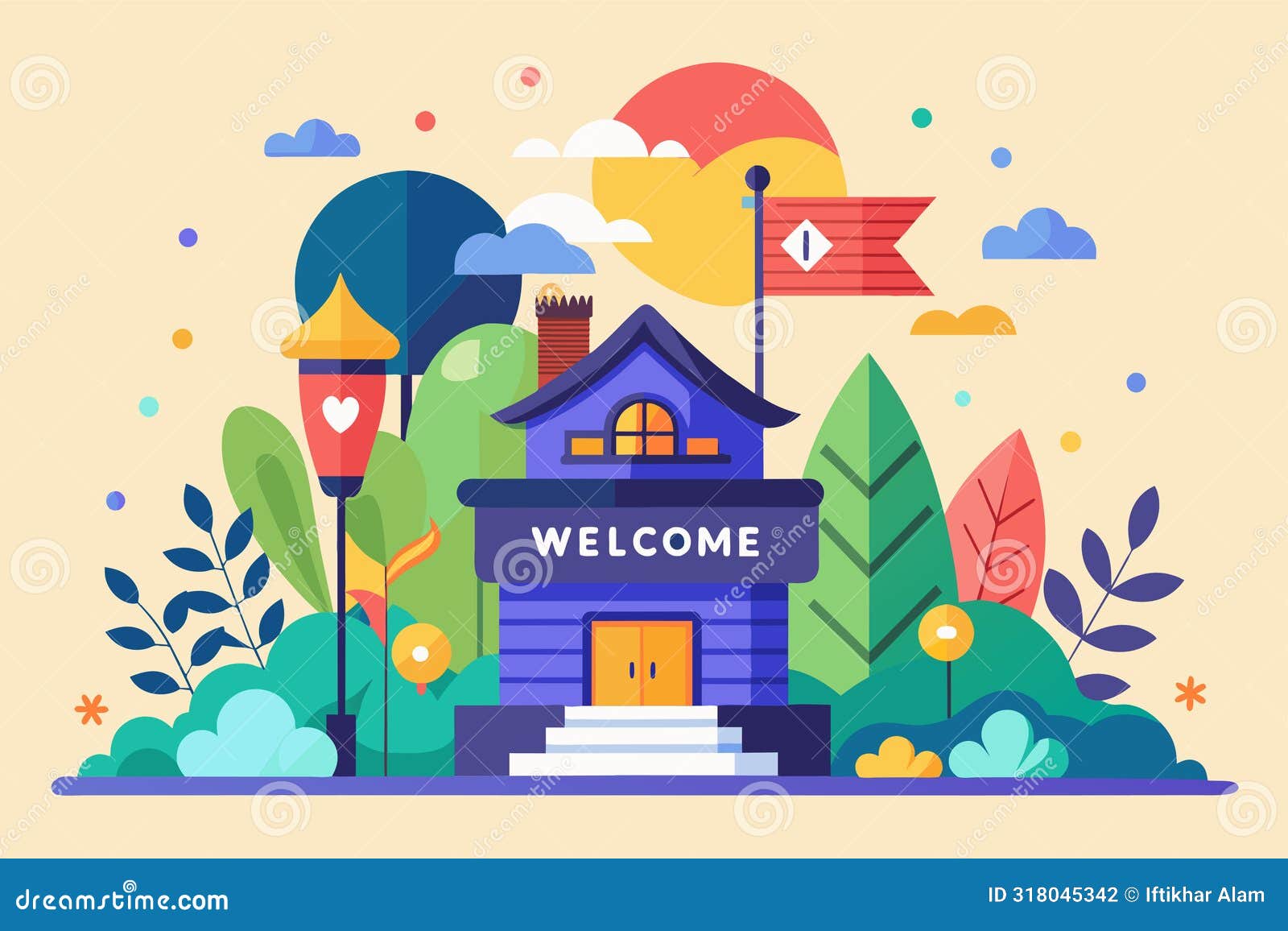 A Small Building with a Welcome Sign in Front of it, Inviting Visitors ...