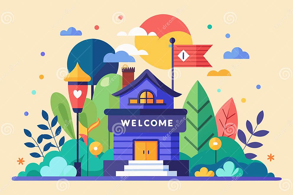 A Small Building with a Welcome Sign in Front of it, Inviting Visitors ...