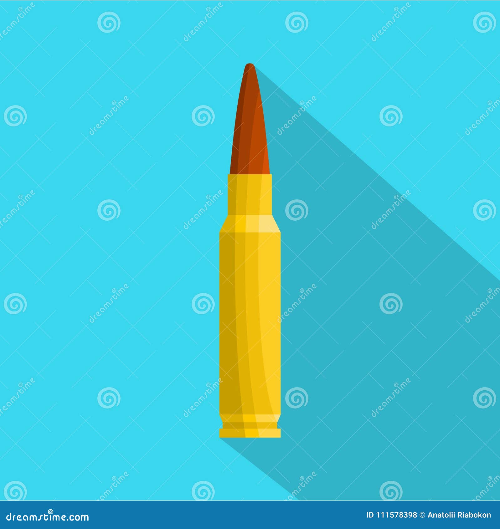 Small Bullet Icon, Flat Style Stock Vector - Illustration of weaponry ...