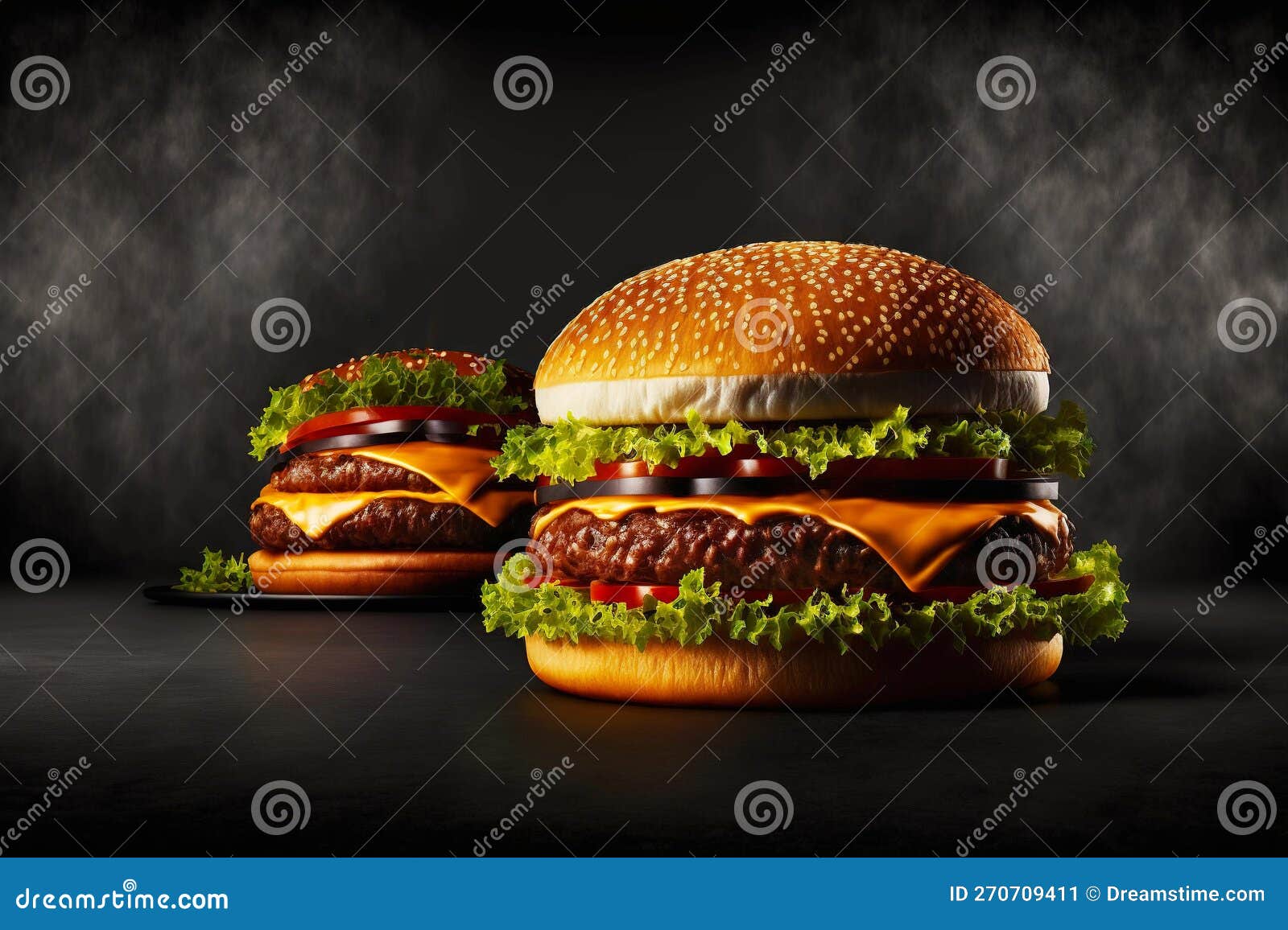 Small Burgers with One Layer of Cheese and Meat between Sesame Buns ...