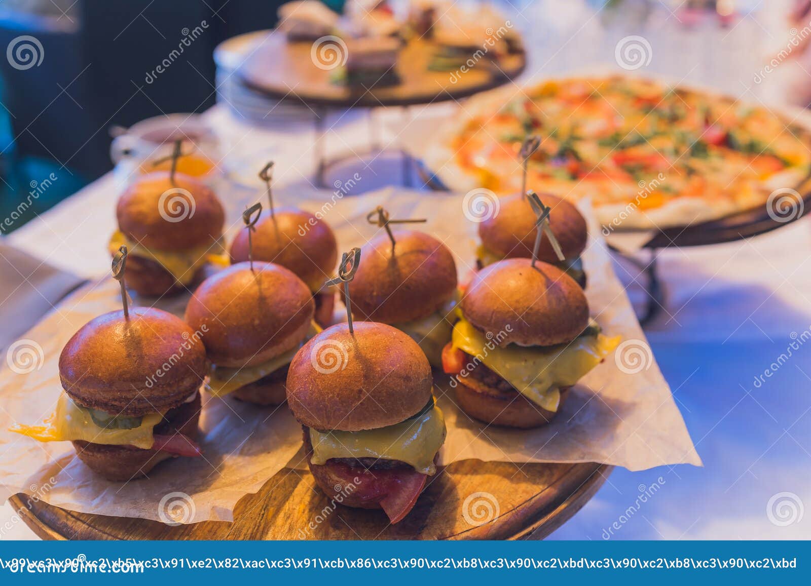 Small Burgers Served on One Plate As Appetizers. Stock Image - Image of ...
