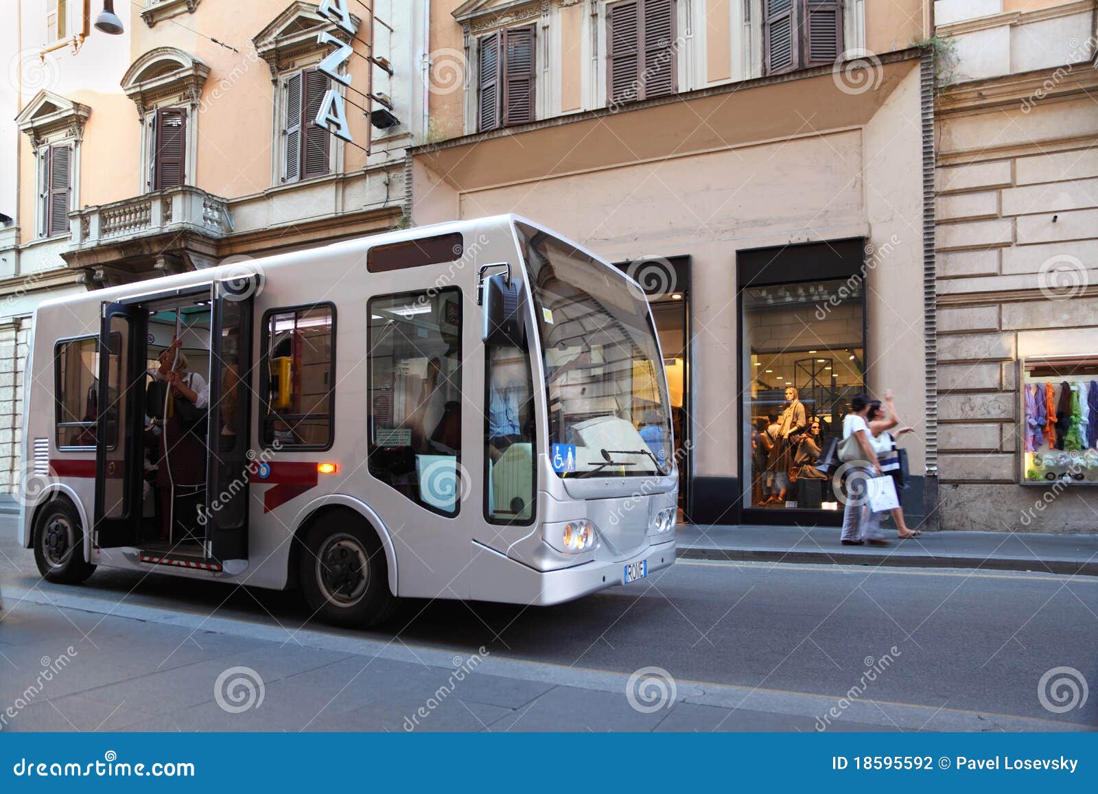 Small Bus Goes on Streets of Rome, Italy Editorial Photography - Image ...