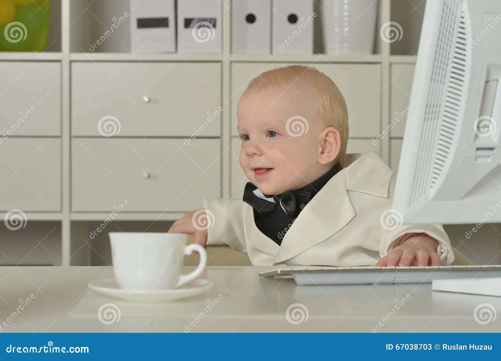 Small Business Boy and Computer Stock Image - Image of communication ...