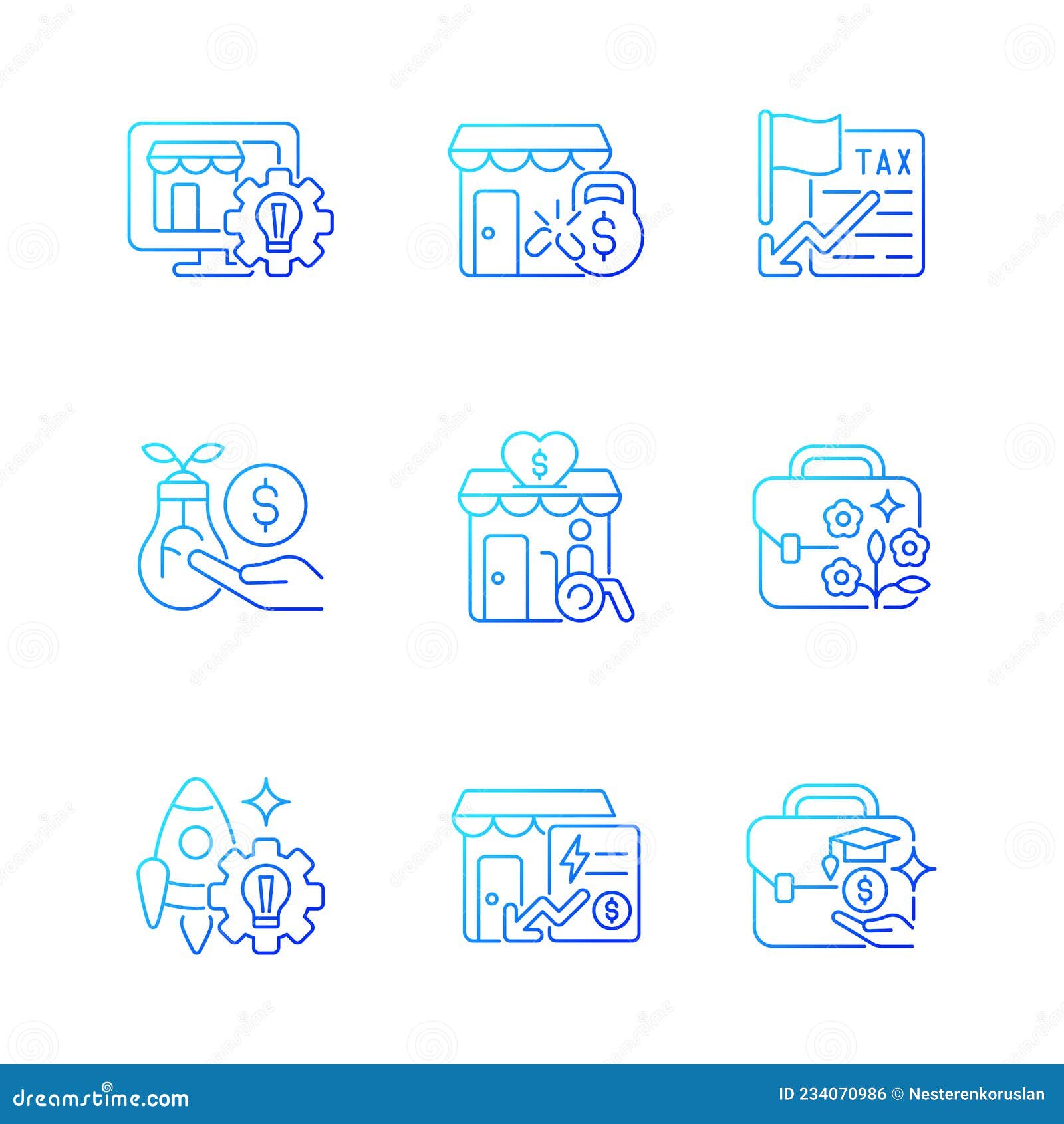 Small Business Development Support Gradient Linear Vector Icons Set ...
