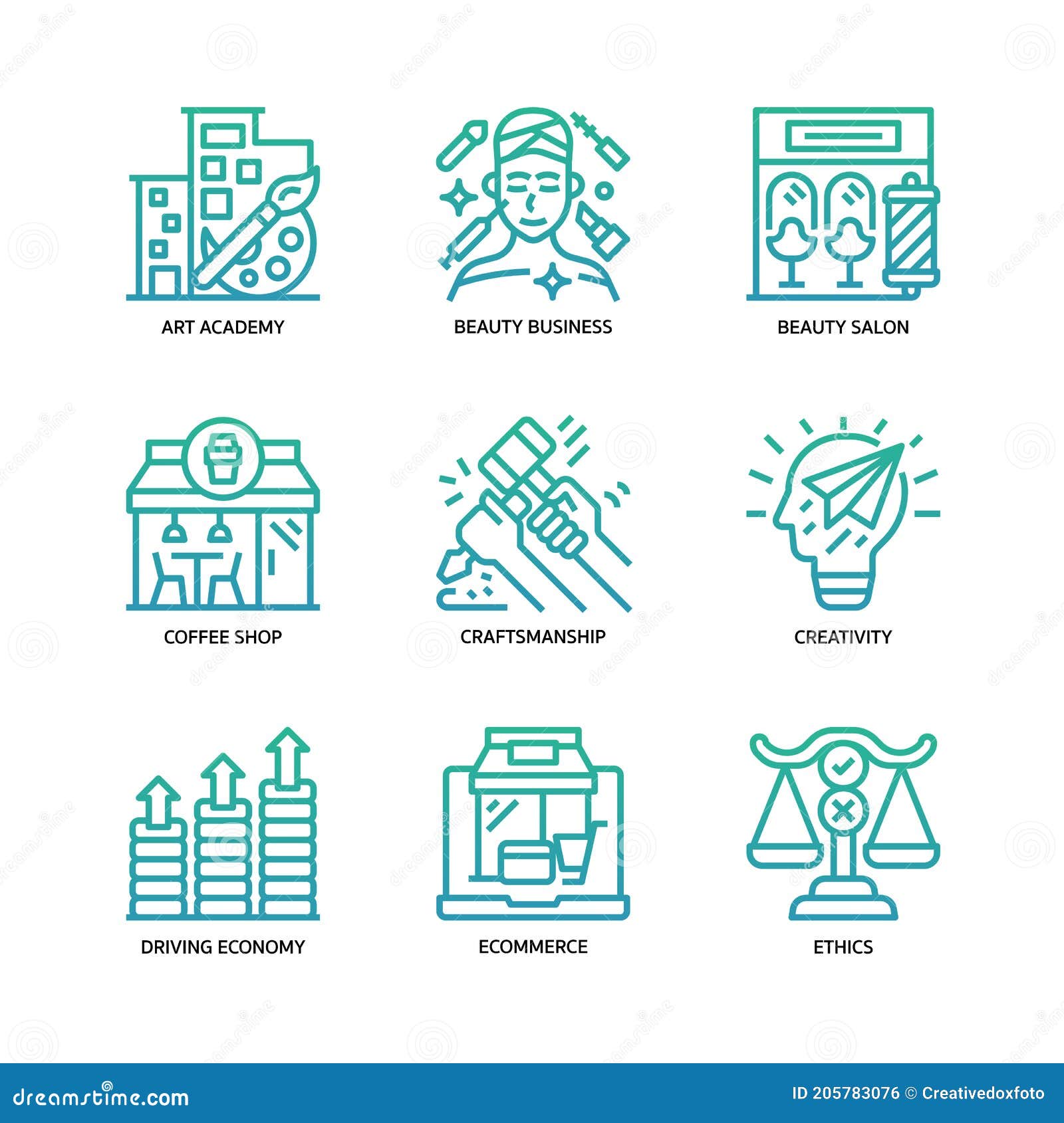 Small business icons set stock vector. Illustration of small - 205783076