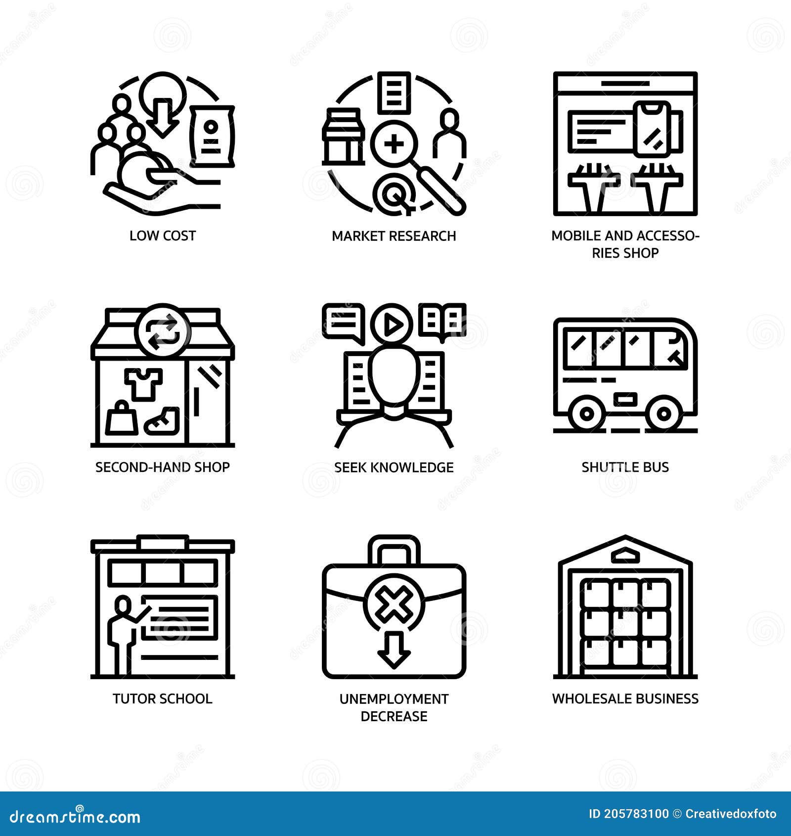 Small business icons set stock vector. Illustration of vector - 205783100
