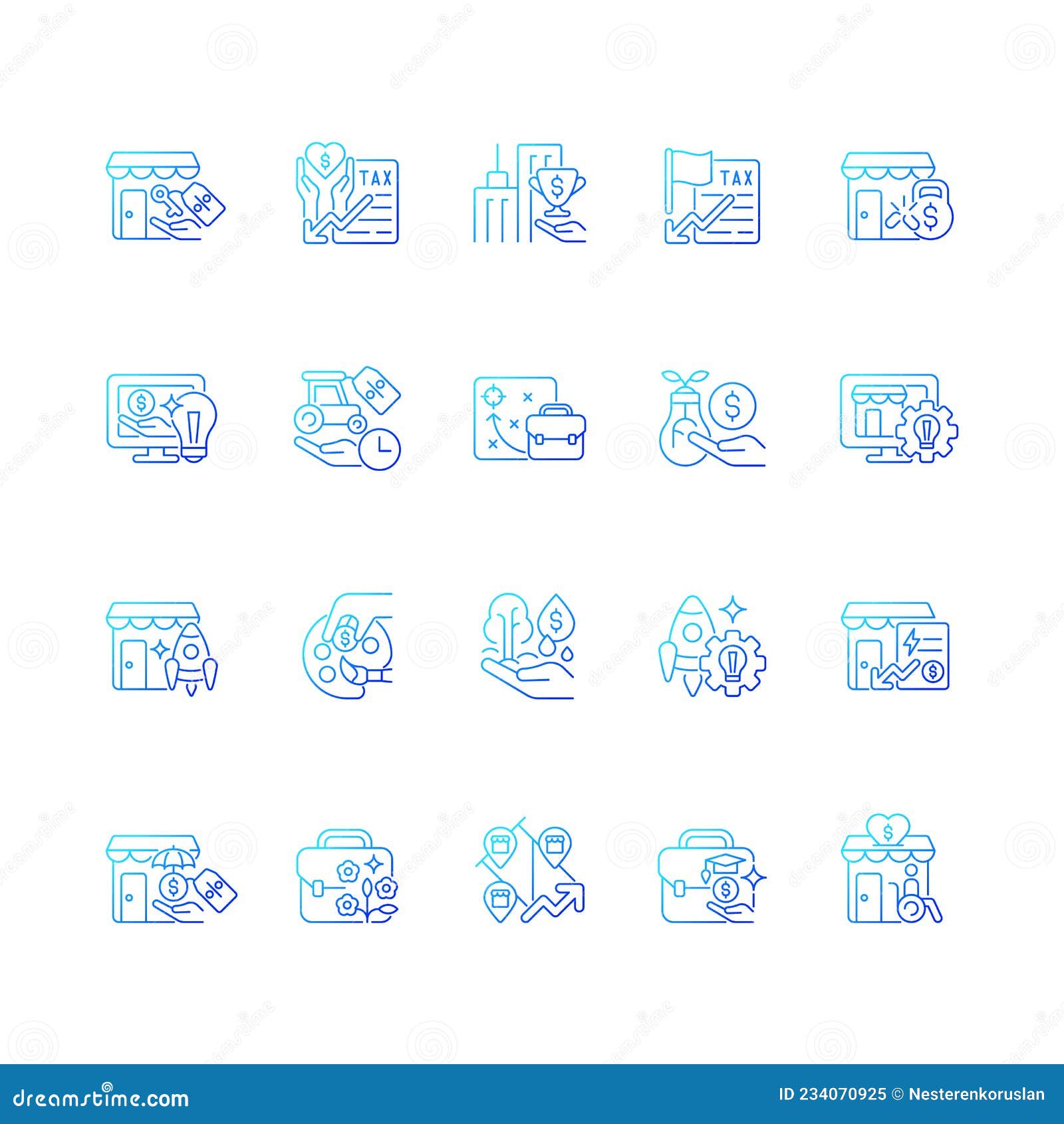 Small Business Incentives Gradient Linear Vector Icons Set Stock Vector ...