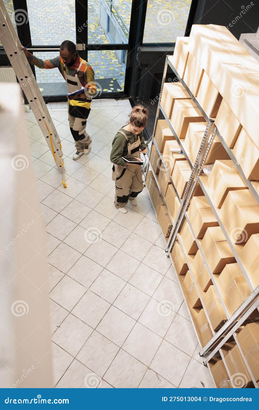 Small Business Manager Scanning Boxes Using Store Scanner Stock Photo ...