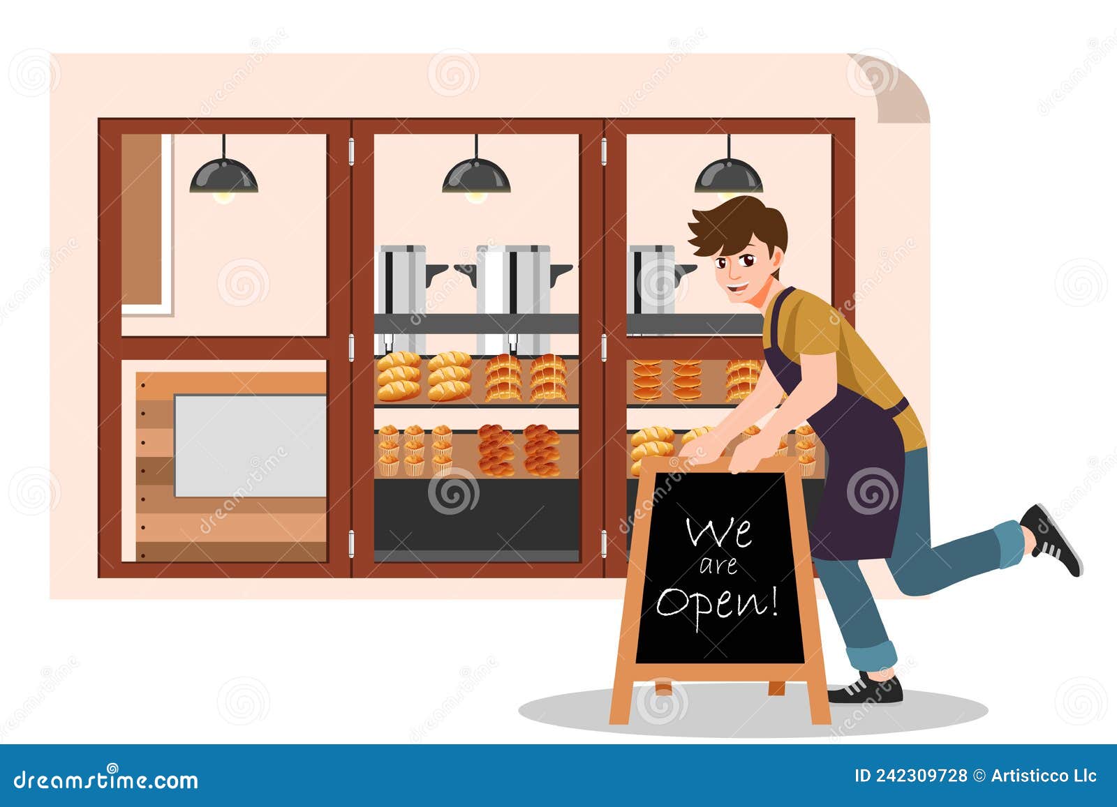 Small Business Owner Bakery Shop Vector Illustration Stock Vector ...