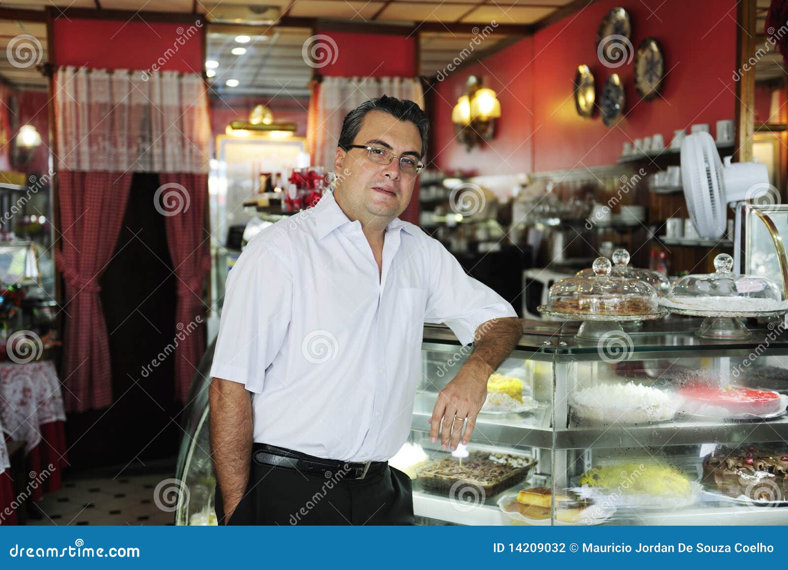 Small Business: Owner of a Cafe Stock Photo - Image of interior, cake ...