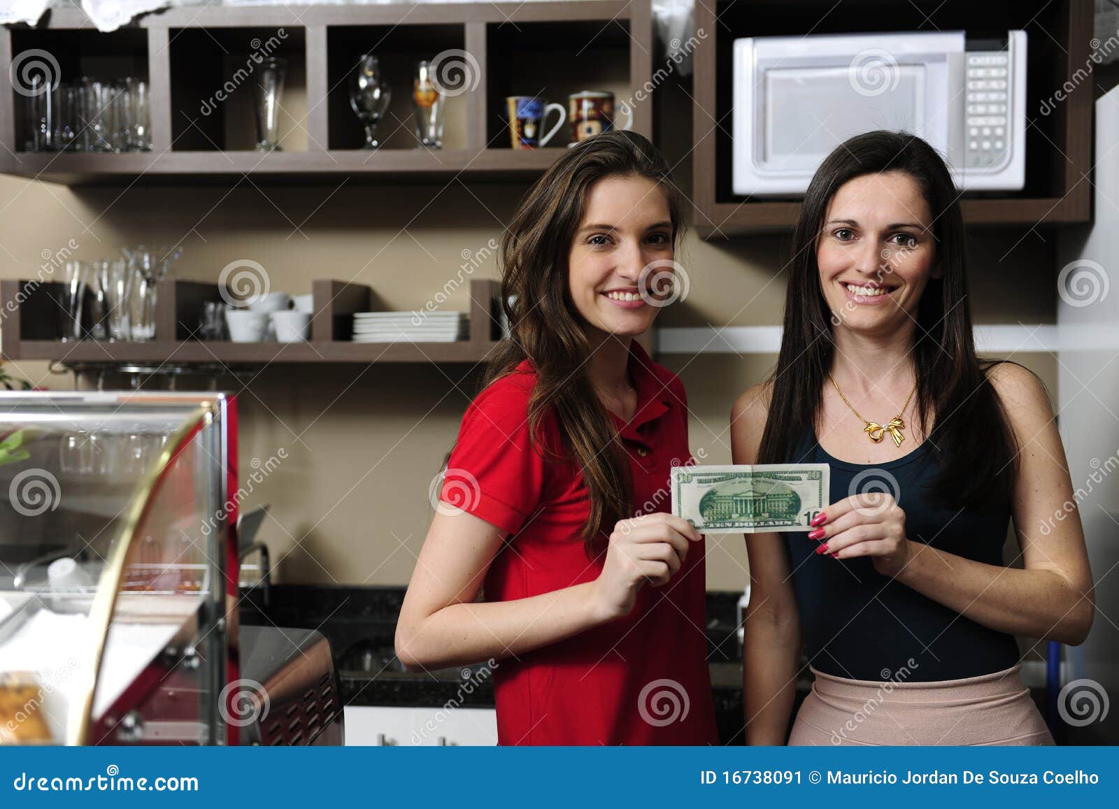 Small Business: Owners of a Cafe Holding Cash Stock Image - Image of ...