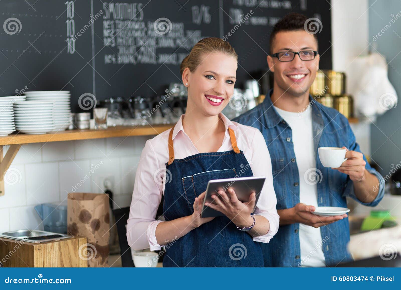 Small Business Owners in Coffee Shop Stock Photo - Image of shop, adult ...