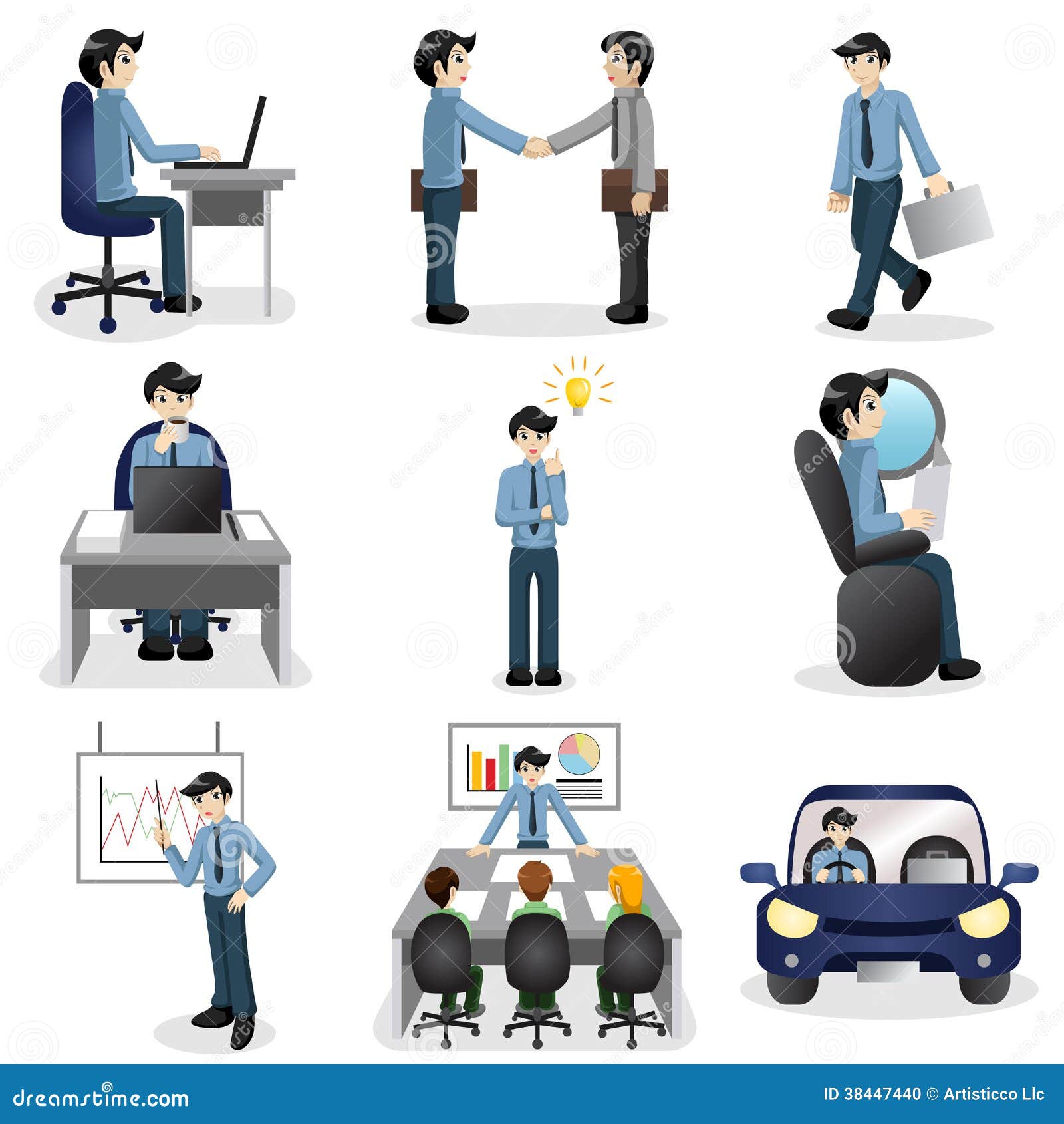 Small Business People Icons in Different Situation Stock Vector ...