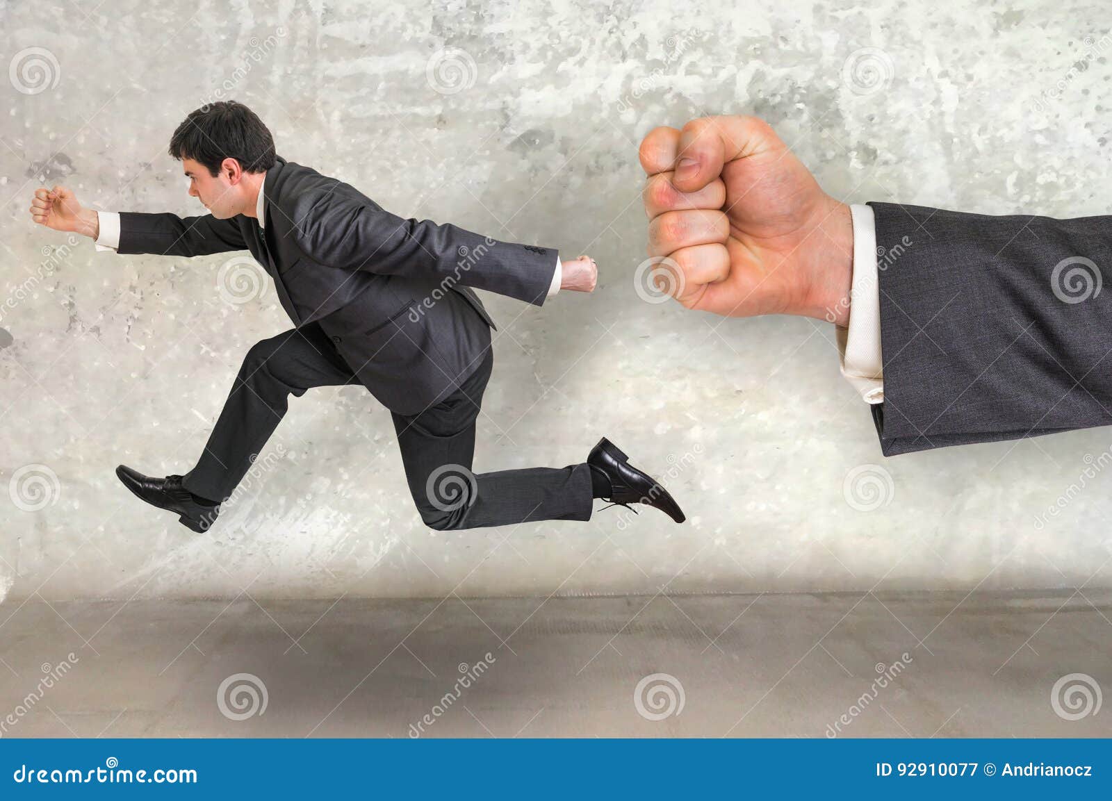 Small Businessman Running Away from a Boss Pressure Stock Image - Image ...