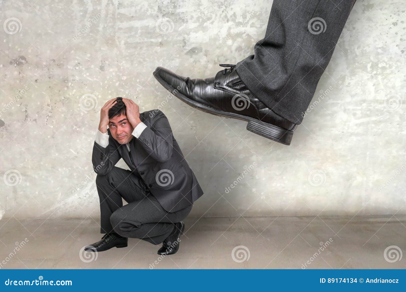 Small Businessman Under Boss Pressure Stock Photo - Image of ...