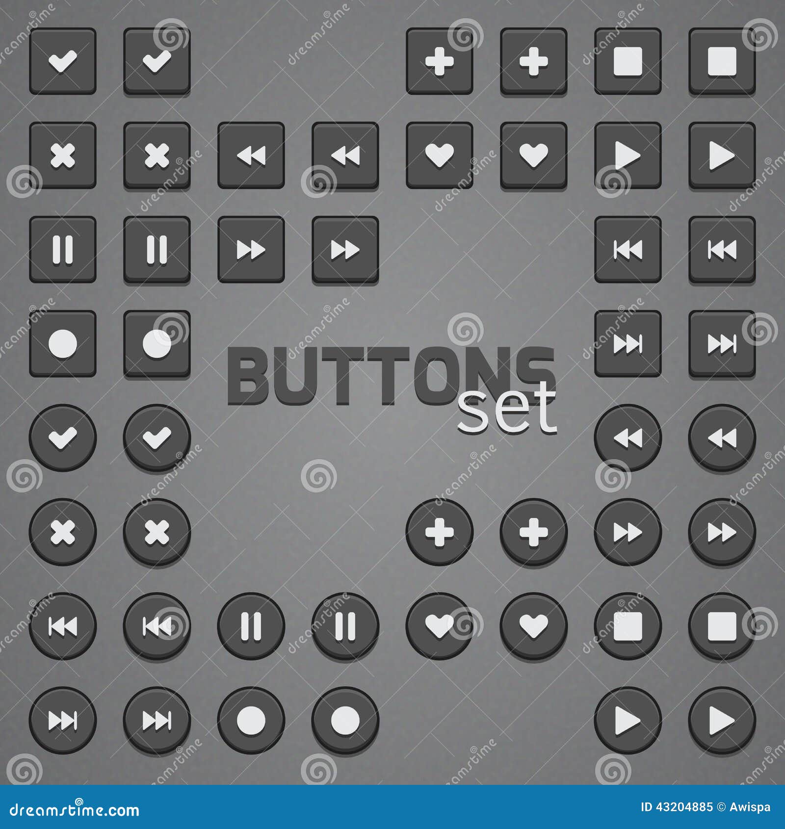 Small buttons set stock vector. Illustration of like - 43204885