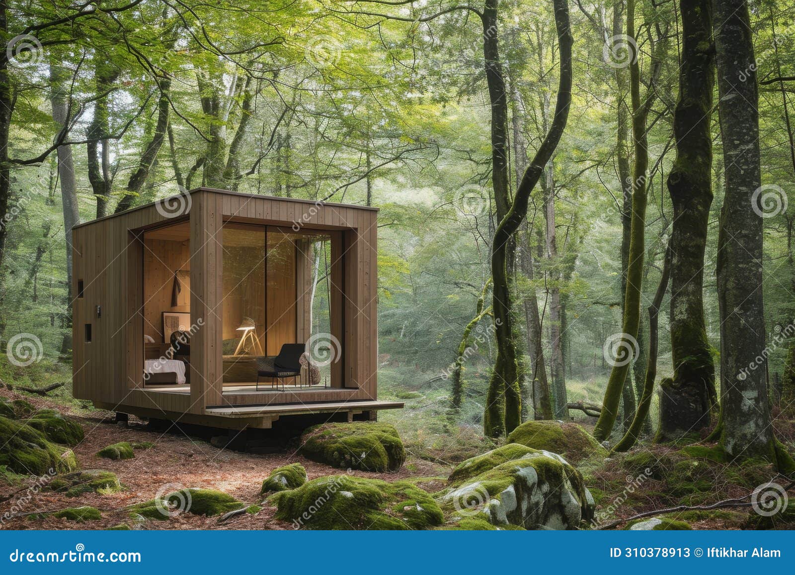 Ai Generated A Secluded Cabin Surrounded By Lush Forest Stock Image ...