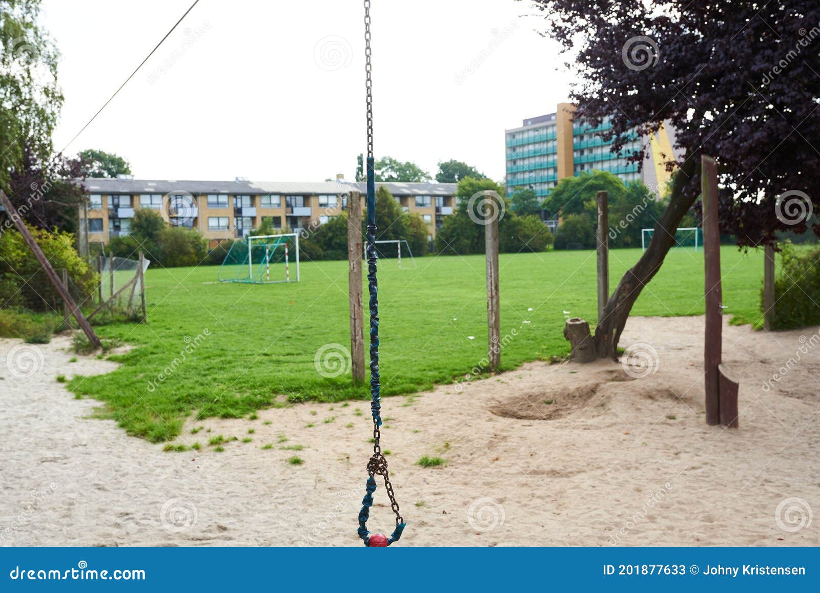A Small Cable Swing at a Playground Stock Image - Image of exercise ...