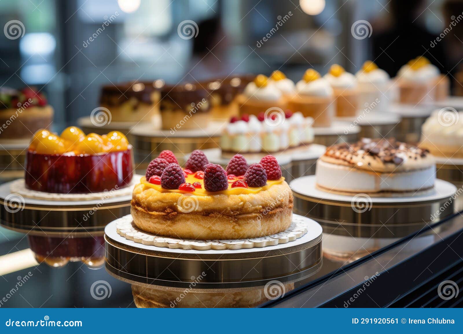 Small Cakes on Display at the Patisserie Counter Stock Illustration ...