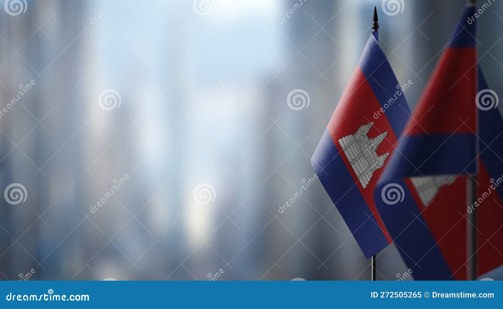 A Small Cambodia Flag on an Abstract Blurry Background Stock Image ...