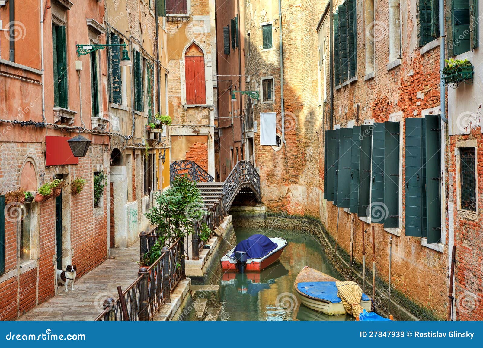 Small Canal among Buildings. Venice, Italy. Stock Photo - Image of site ...