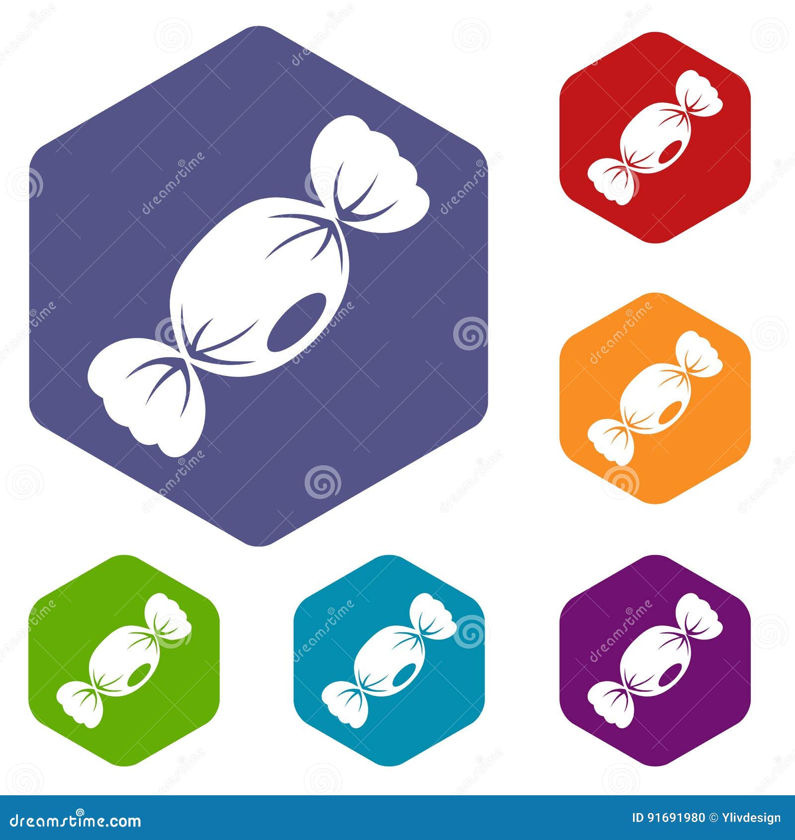 Small Candy Icons Set Hexagon Stock Vector - Illustration of feast ...