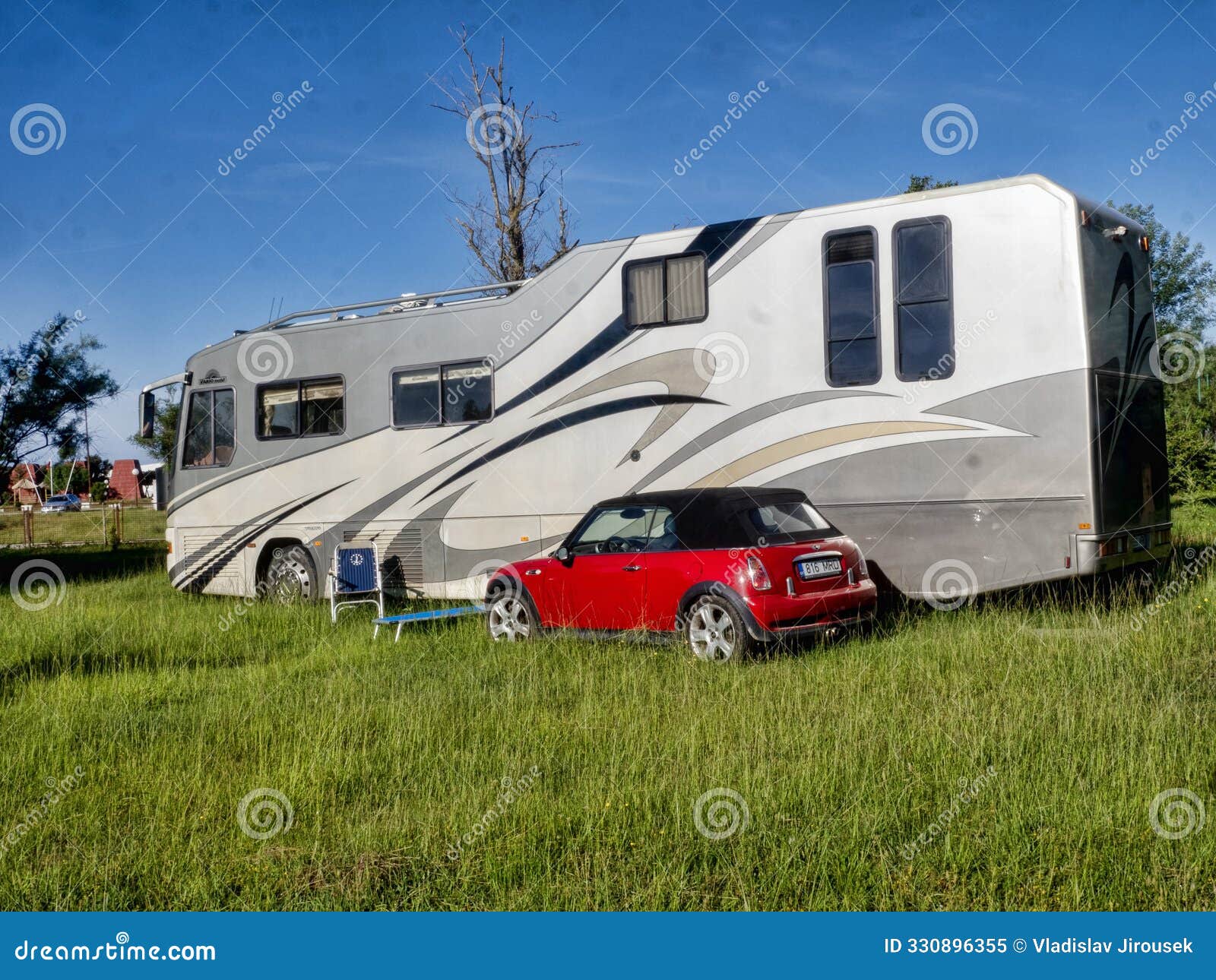 Small Car Can Fit in a Large Caravan Stock Image - Image of camp ...
