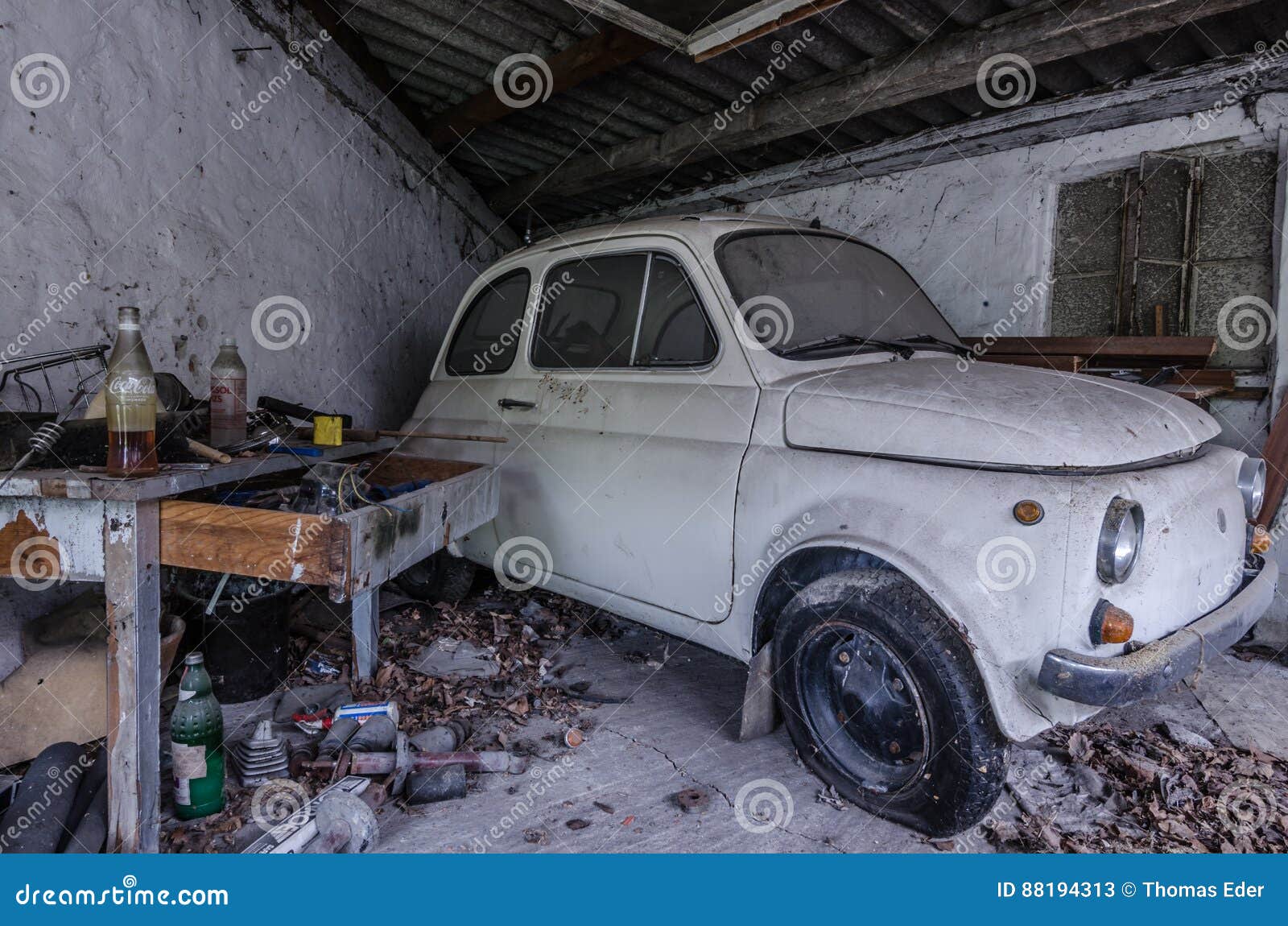 Old Abandoned Garage Building, In Ruins On A Cloudy Day Editorial Image ...