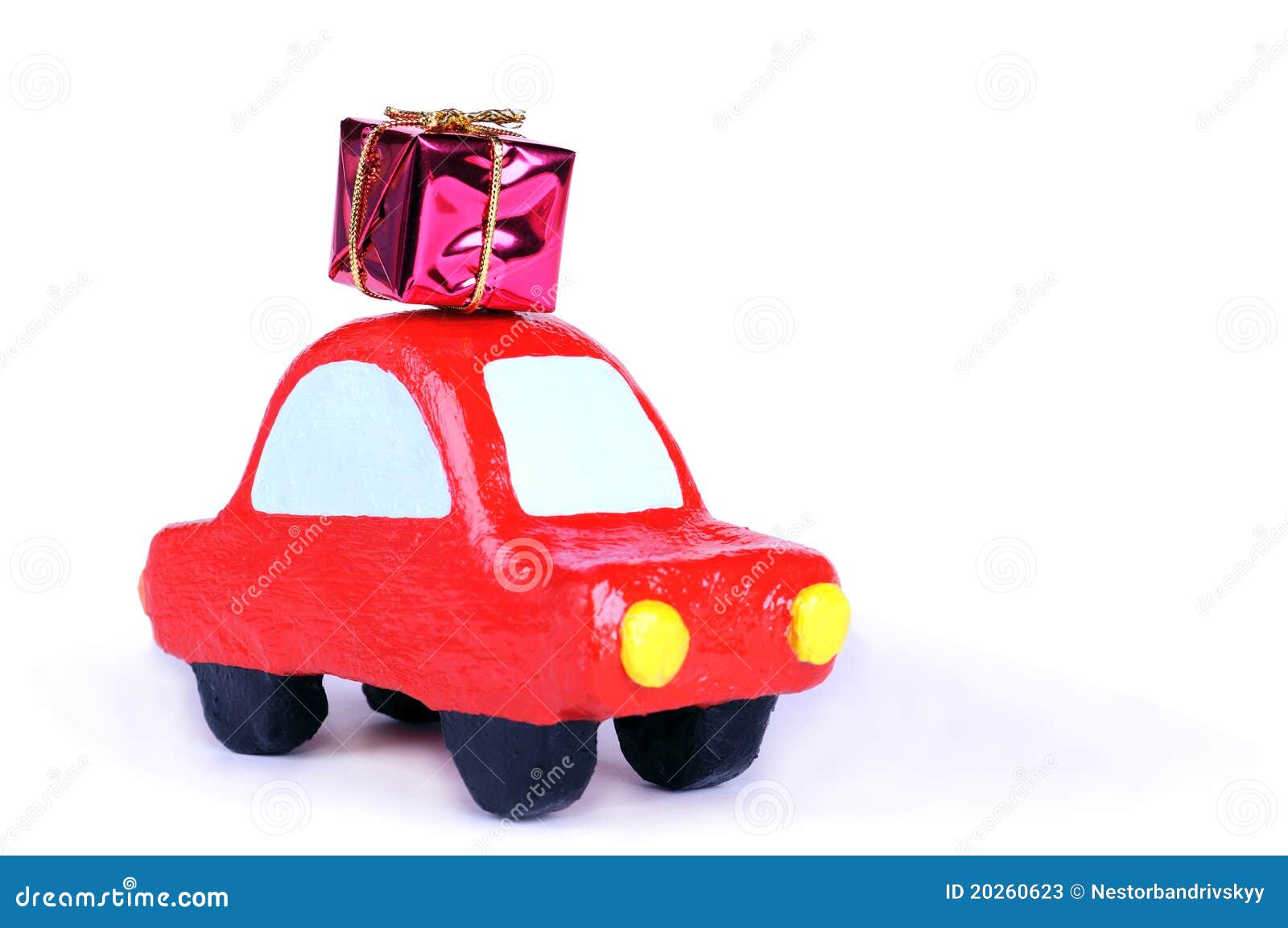 Small car with gift on top stock image. Image of coupe - 20260623
