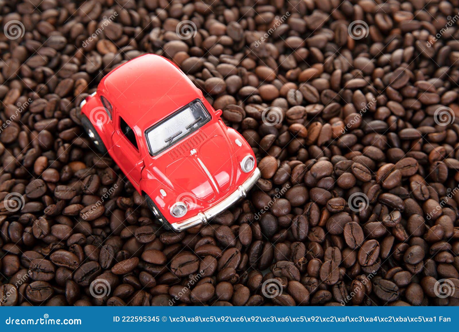 Small Car Model Driving on a Pile of Coffee Beans Stock Image - Image ...