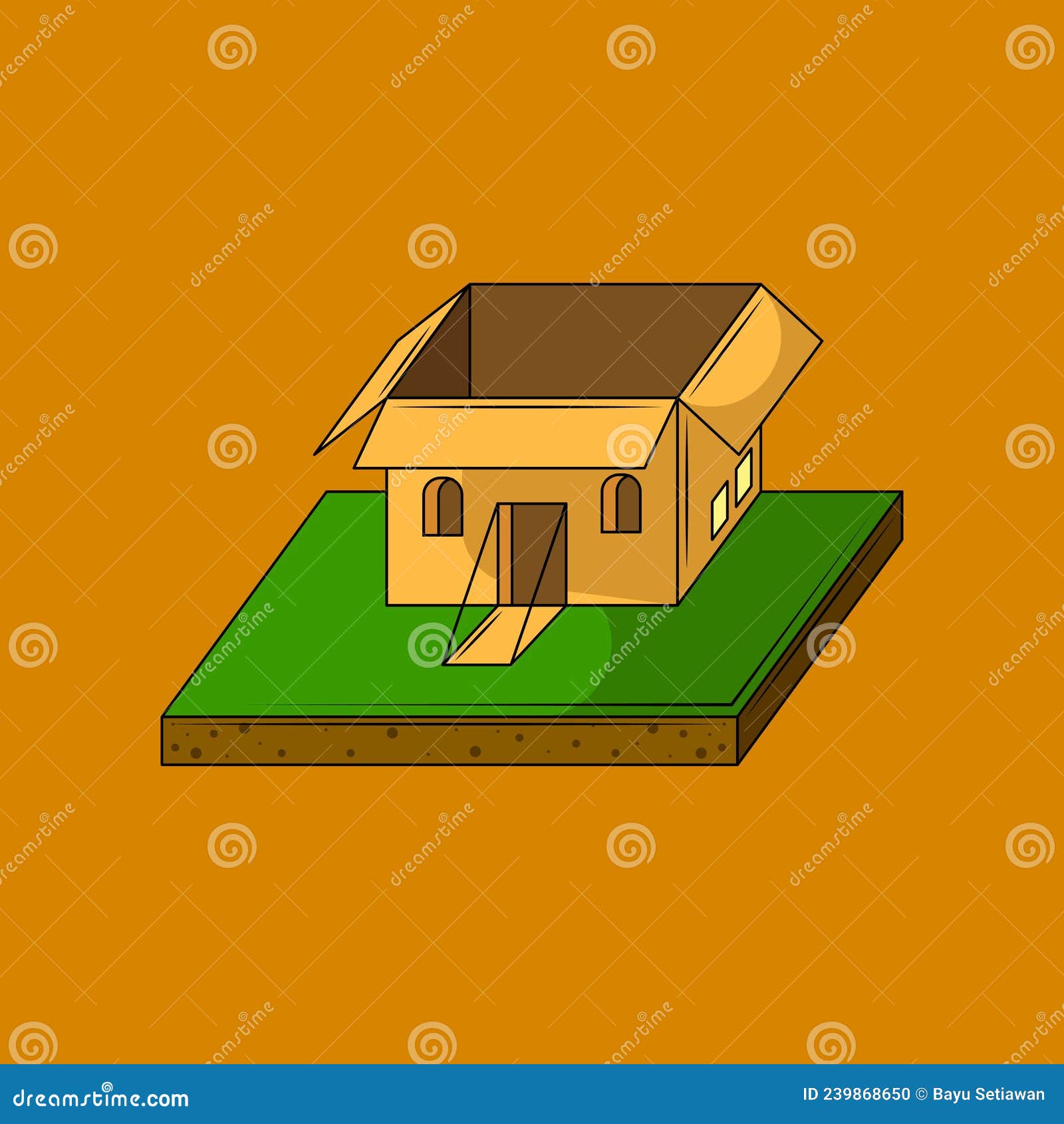 Small Cardboard Palace on a Plot of Land Stock Illustration ...