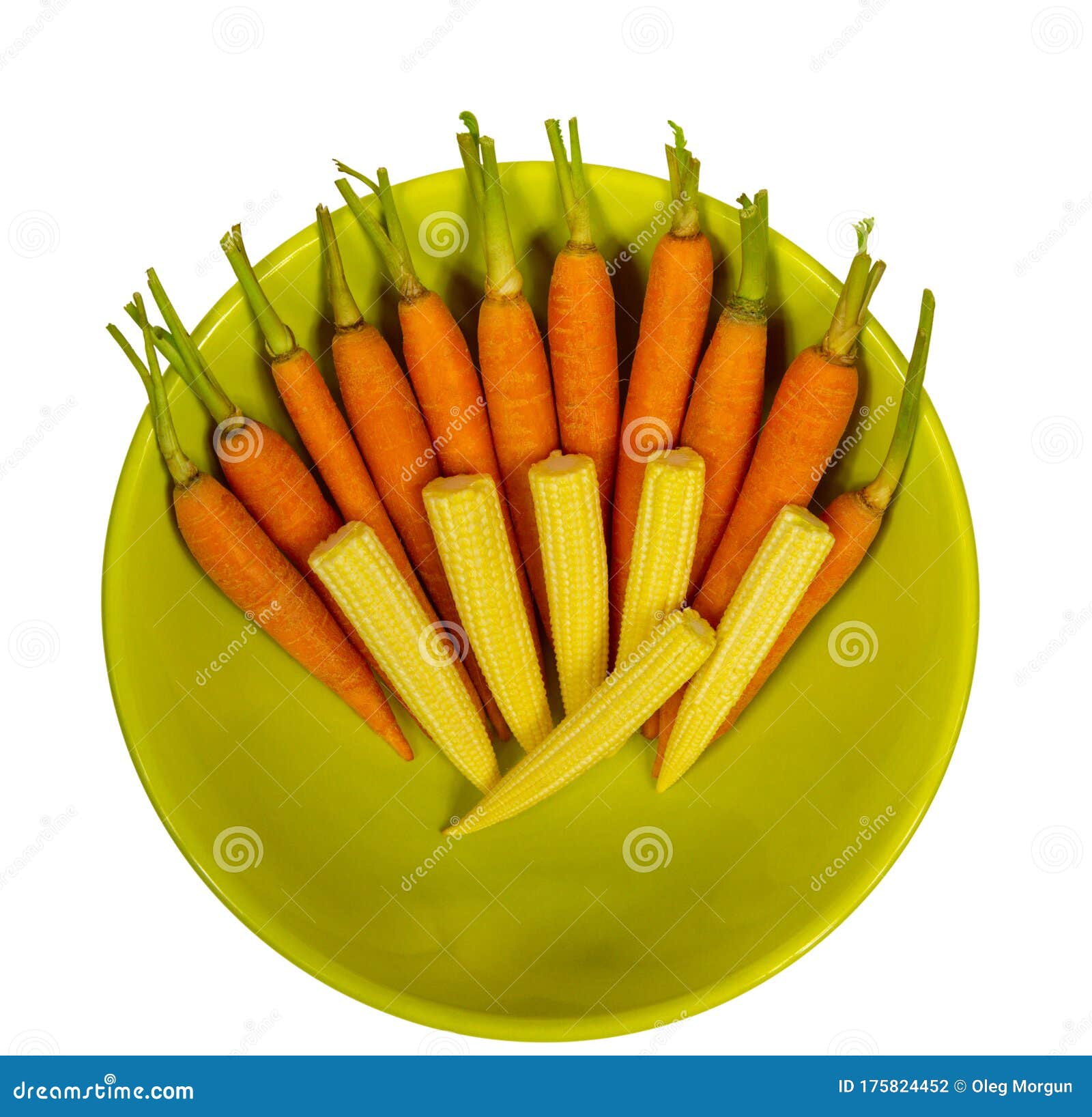 Small Carrots and Corn on a Plate Stock Photo - Image of isolated ...