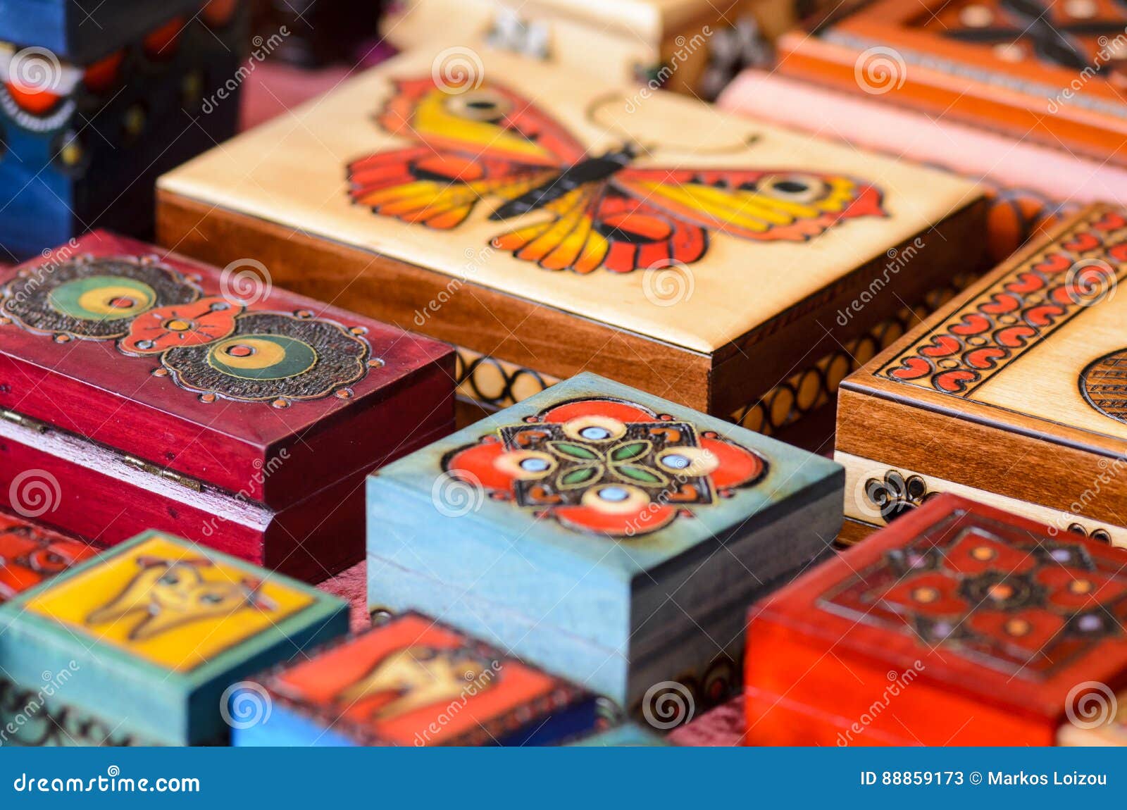 Small Carved and Handmade Boxes Stock Image - Image of decorative, wood ...
