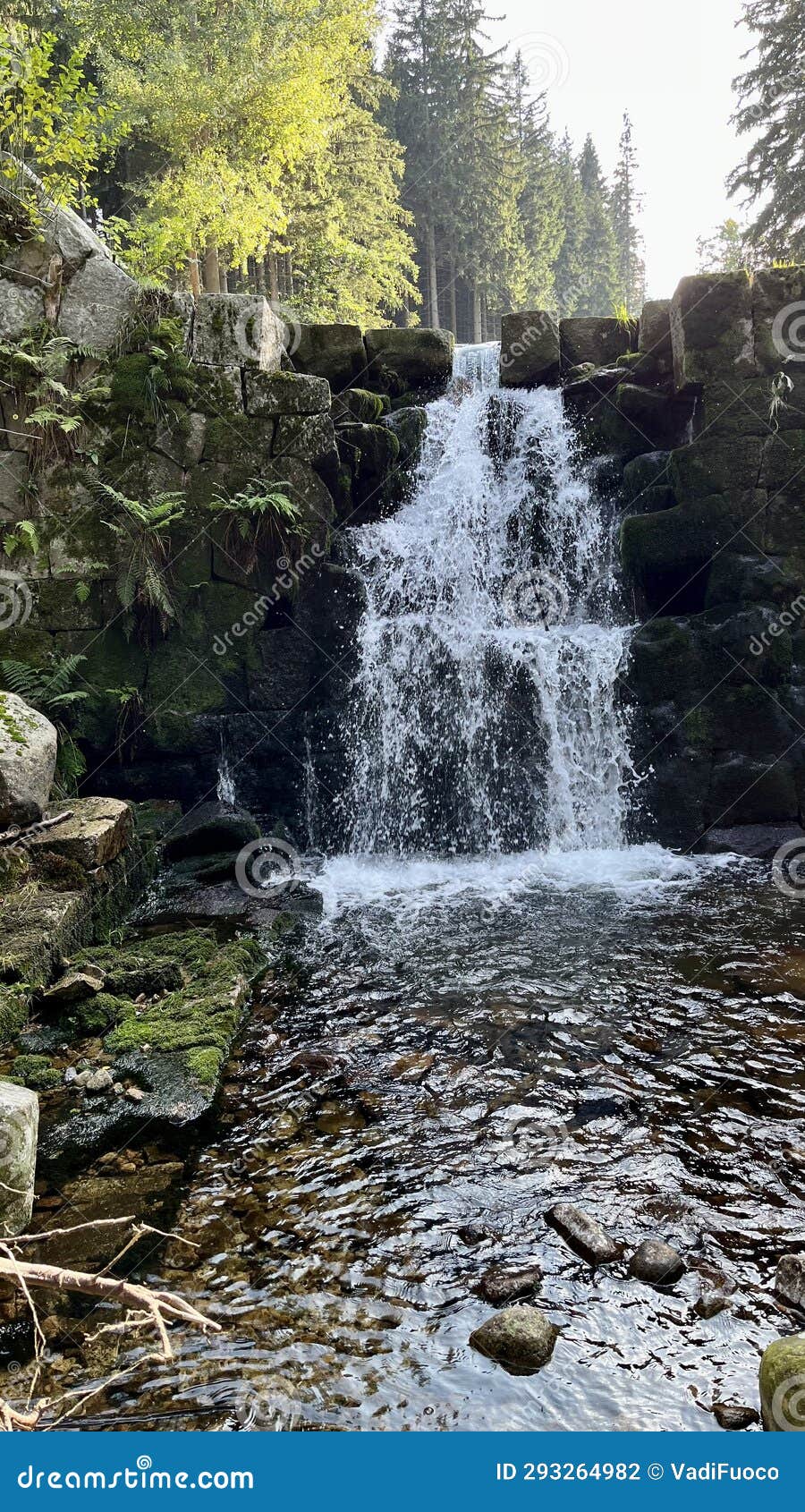 Small Cascading Waterfall, Karkonosze Mountains, Poland Stock Photo ...