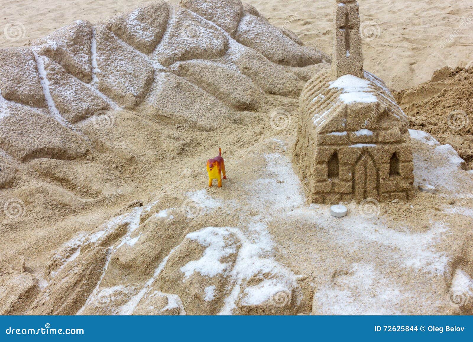 Small Castle Built of Sand on Beach Stock Photo - Image of snow, nature ...