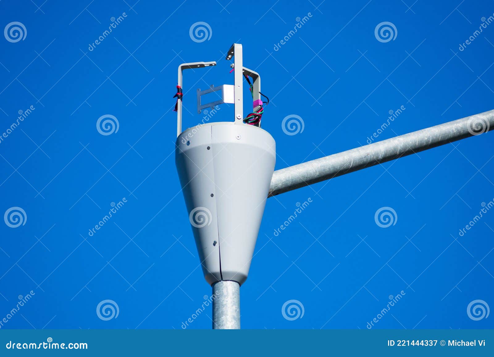 Small Cell Antenna Installation on a Lamp Post is in Progress ...