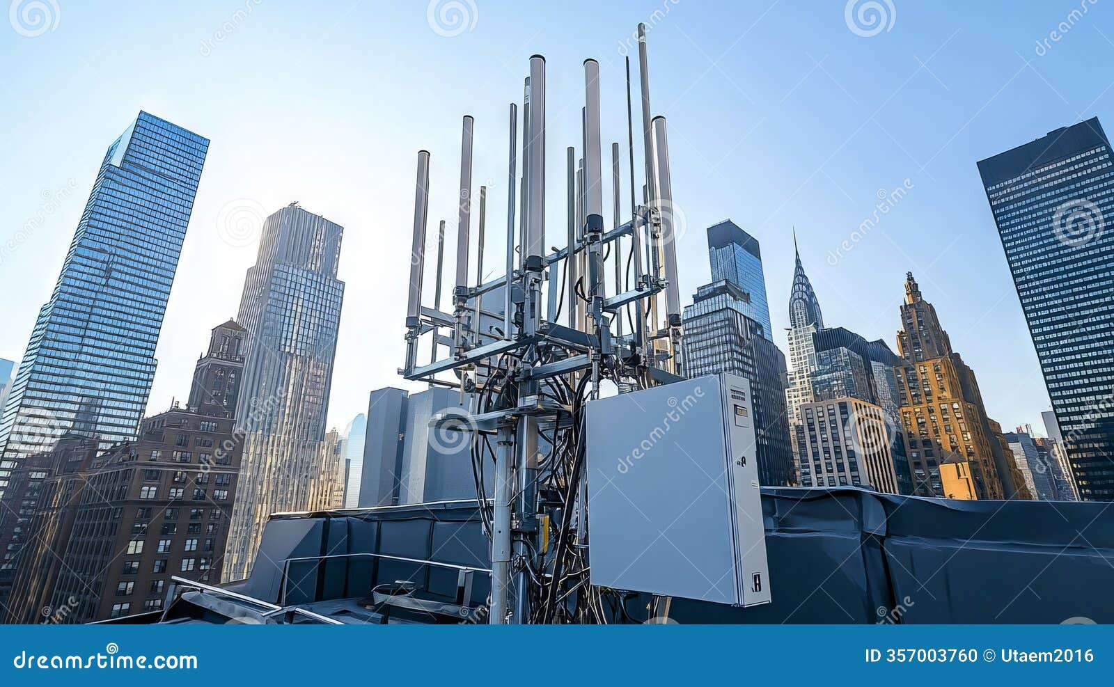 Small Cell Wireless Site Providing 5g Coverage in New York City Skyline ...