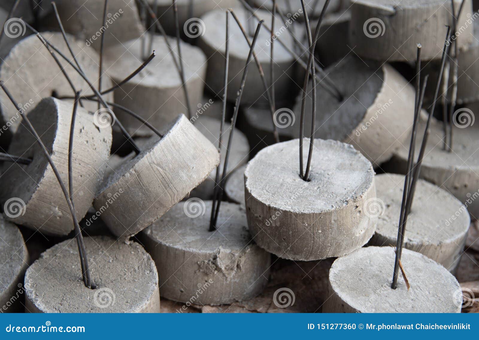 Concrete Lumps On The Ground. Small Pieces Of Cement For Spacing The ...