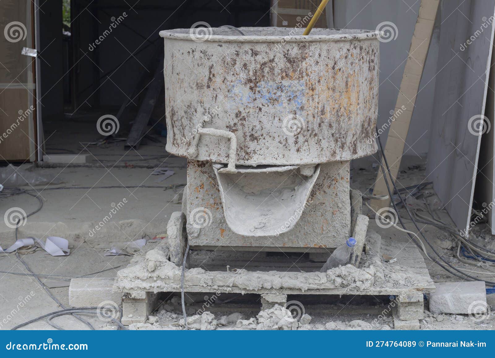 Small Cement Mixer Machine in Construstion Site. Stock Image - Image of ...